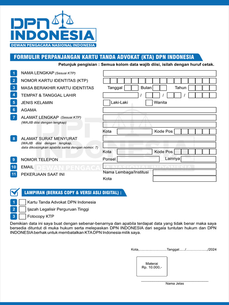 Formulir Perpanjangan Kta | PDF
