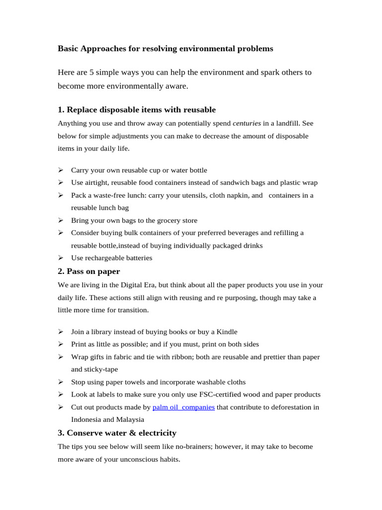 UHV II MATERIAL - 3. Basic approaches for resolving environmental Problems | PDF | Waste | Recycling