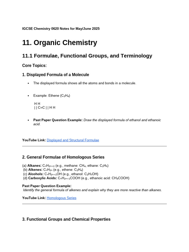IGCSE Chemistry 0620 | PDF | Functional Group | Alkene