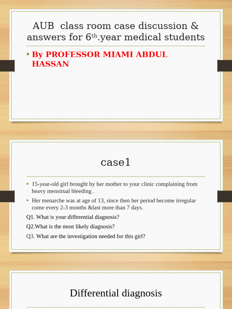 AUB Case Discussions for Medical Students | PDF | Combined Oral ...