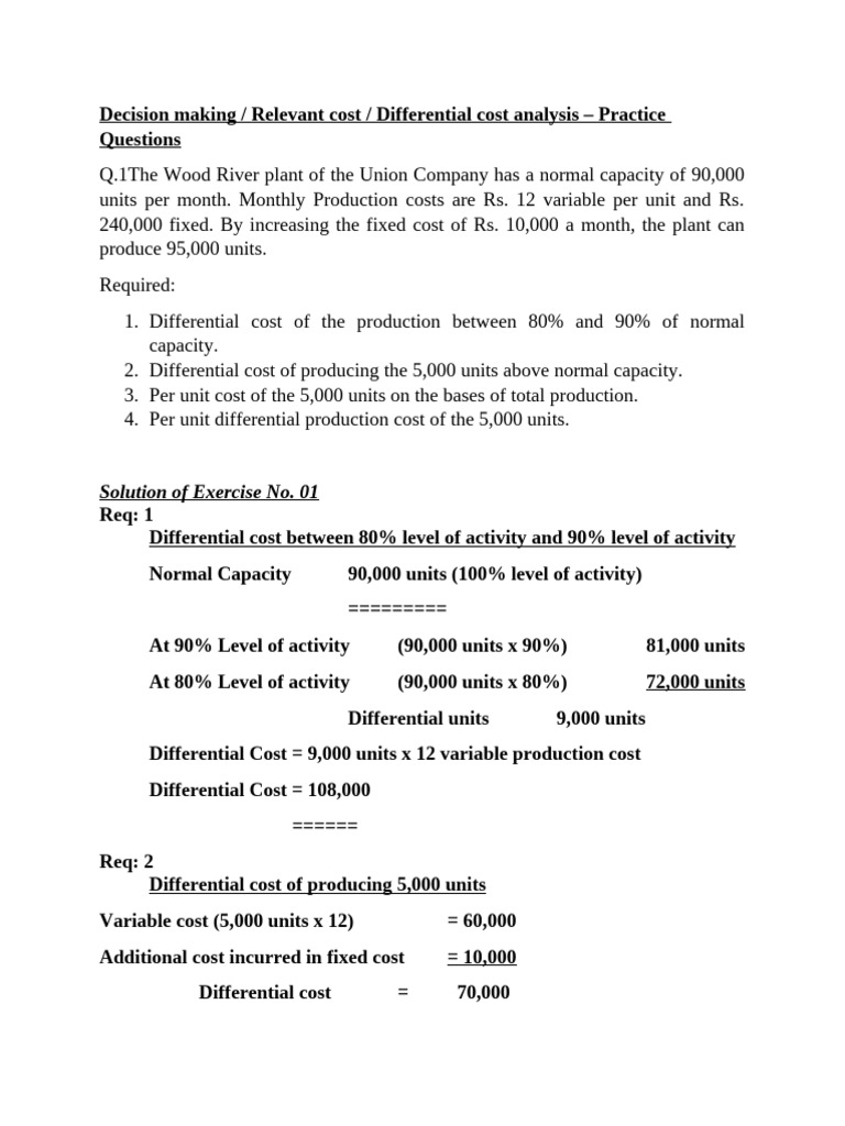 Differential Cost Analysis Practice Guide | PDF | Marginal Cost | Cost