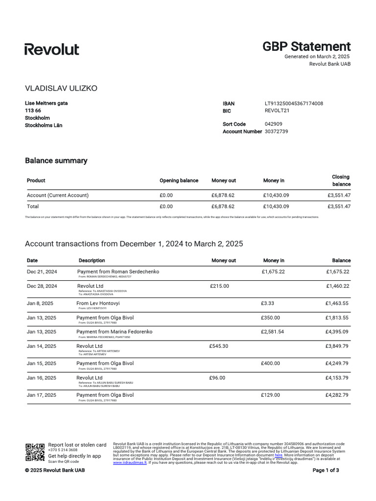 Account Statement 2024 01 23 2025 01 13 en Us 45420c311 | PDF | Banks | Services (Economics)