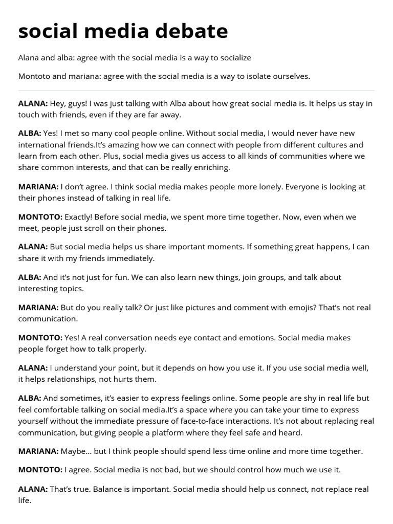 Social Media: Connection vs. Isolation | PDF