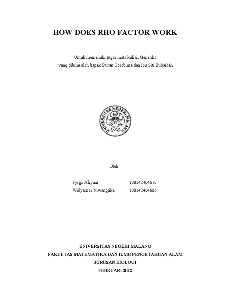 How Does Rho Factor Work | PDF | Sains & Matematika