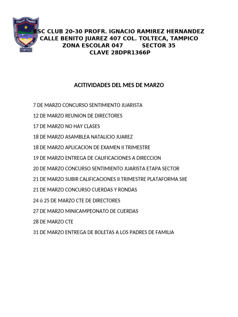 Actividad de Marzo | PDF