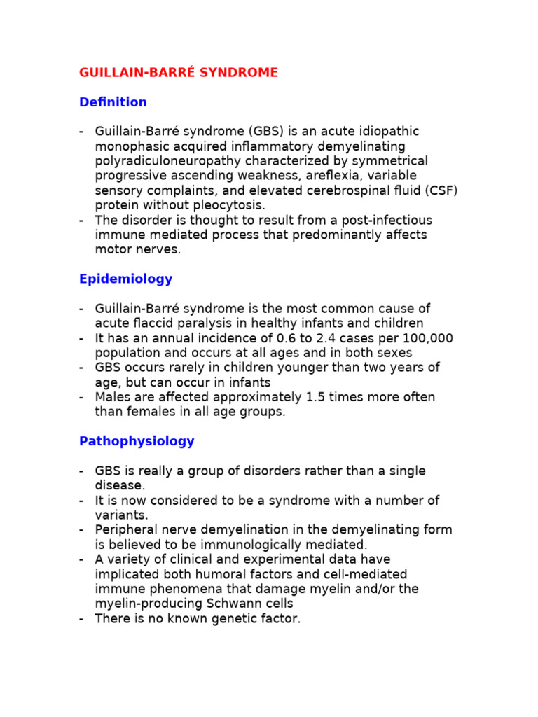 Guillain-Barré Syndrome | PDF | Diseases And Disorders | Medical Specialties