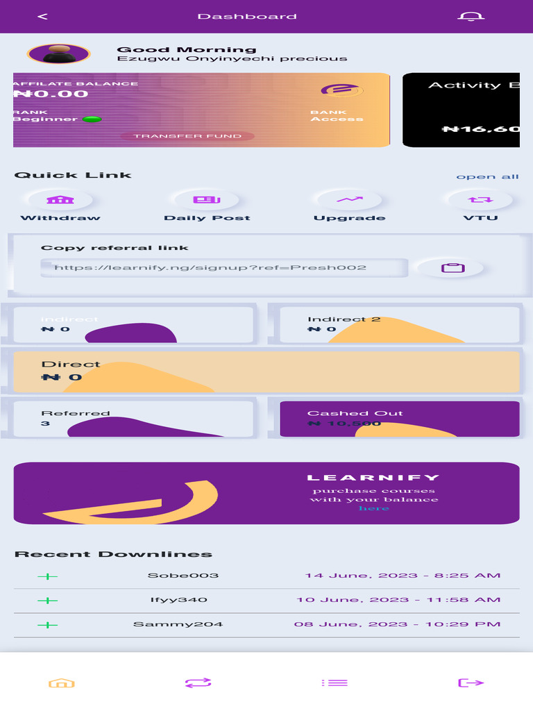 L-EARNIFY - Enhance Your Skills, Increase Your Worth Dashboard 5 | PDF