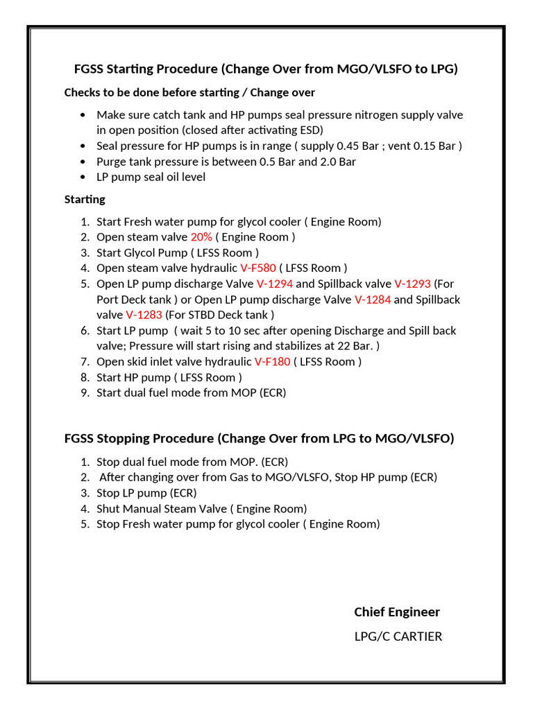 FGSS Operating Procedure | PDF