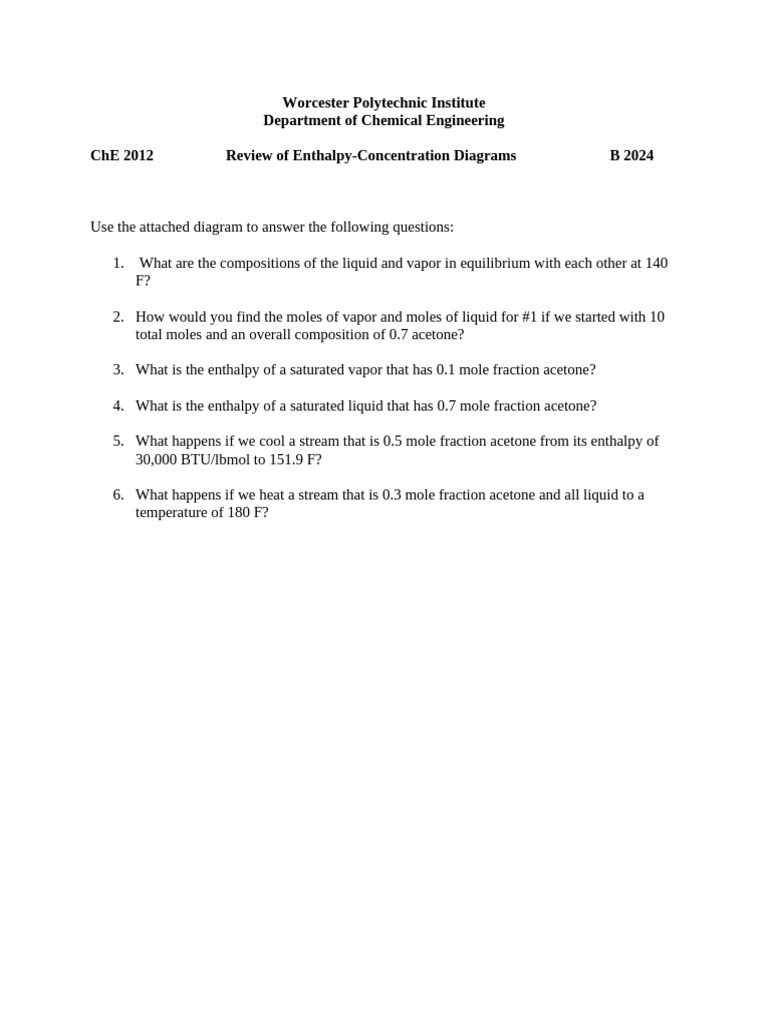 Enthalpy-Concentration Diagrams Review | PDF