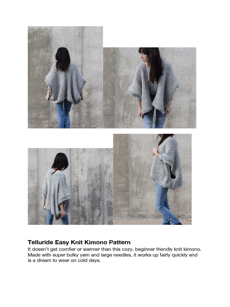 Easy Knit Kimono Pattern | PDF | Knitting | Basic Knitted Fabrics