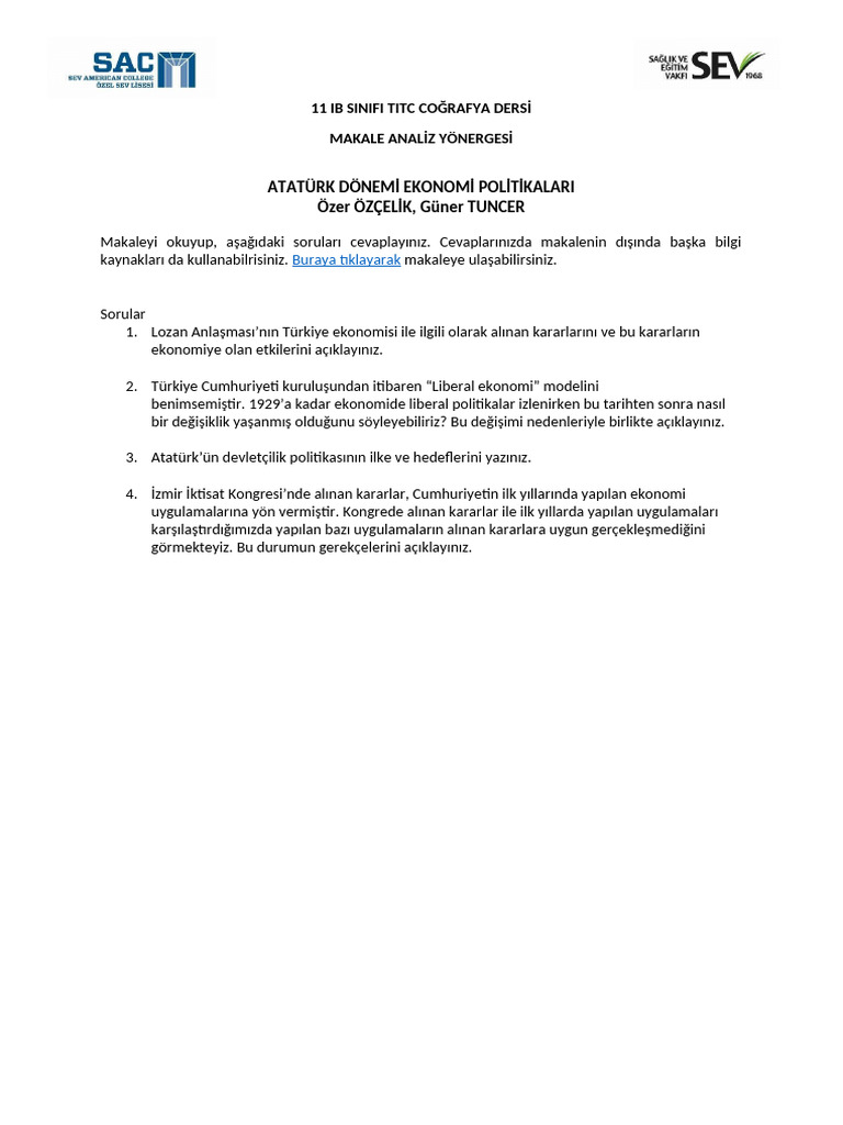 Makale Inceleme Ödev | PDF