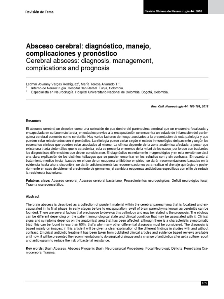 Absceso cerebral: diagnóstico y tratamiento | PDF | Medicina ...