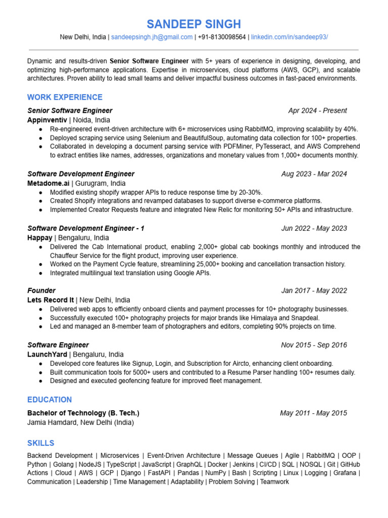 Sandeep Singh Resume 2025 | PDF | Cloud Computing | Amazon Web Services