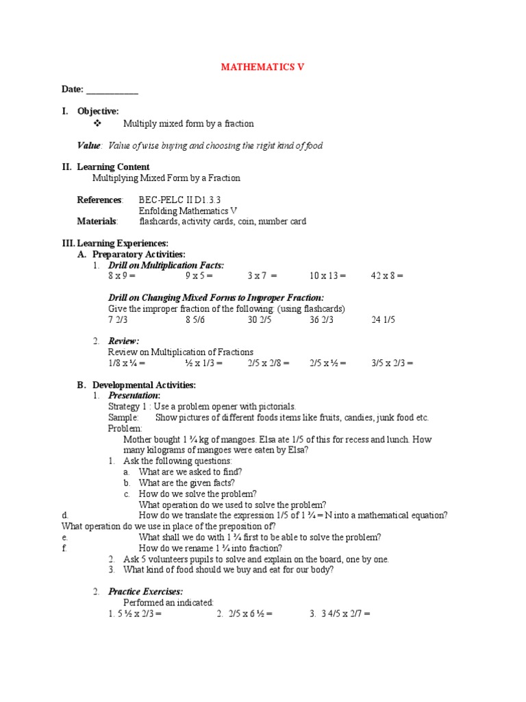 Mathematics V 3rd Rating | PDF | Subtraction | Fraction (Mathematics)