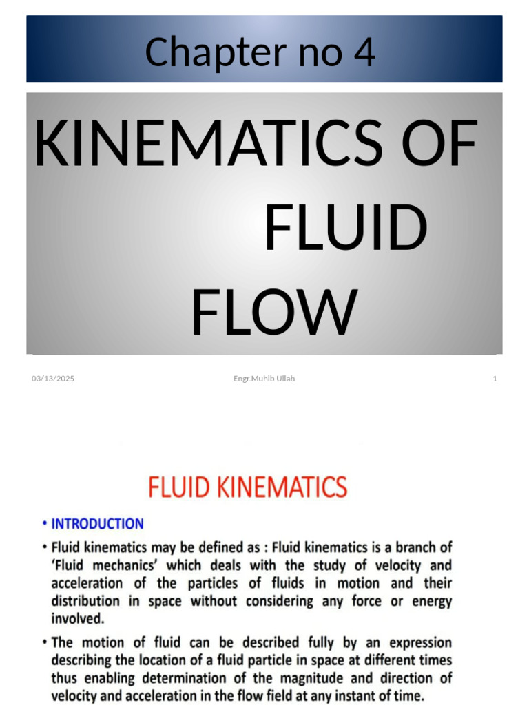 Chp.4 Fluid Kinematies | PDF | Kinematics | Fluid Dynamics