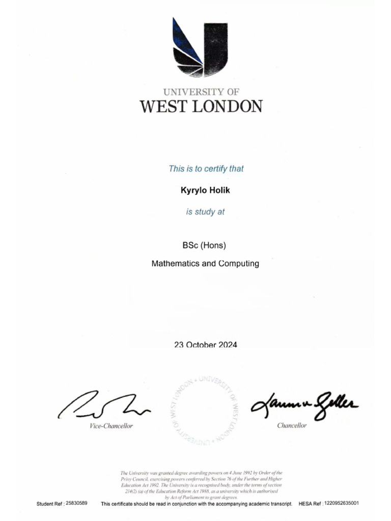 Study Certificate | PDF