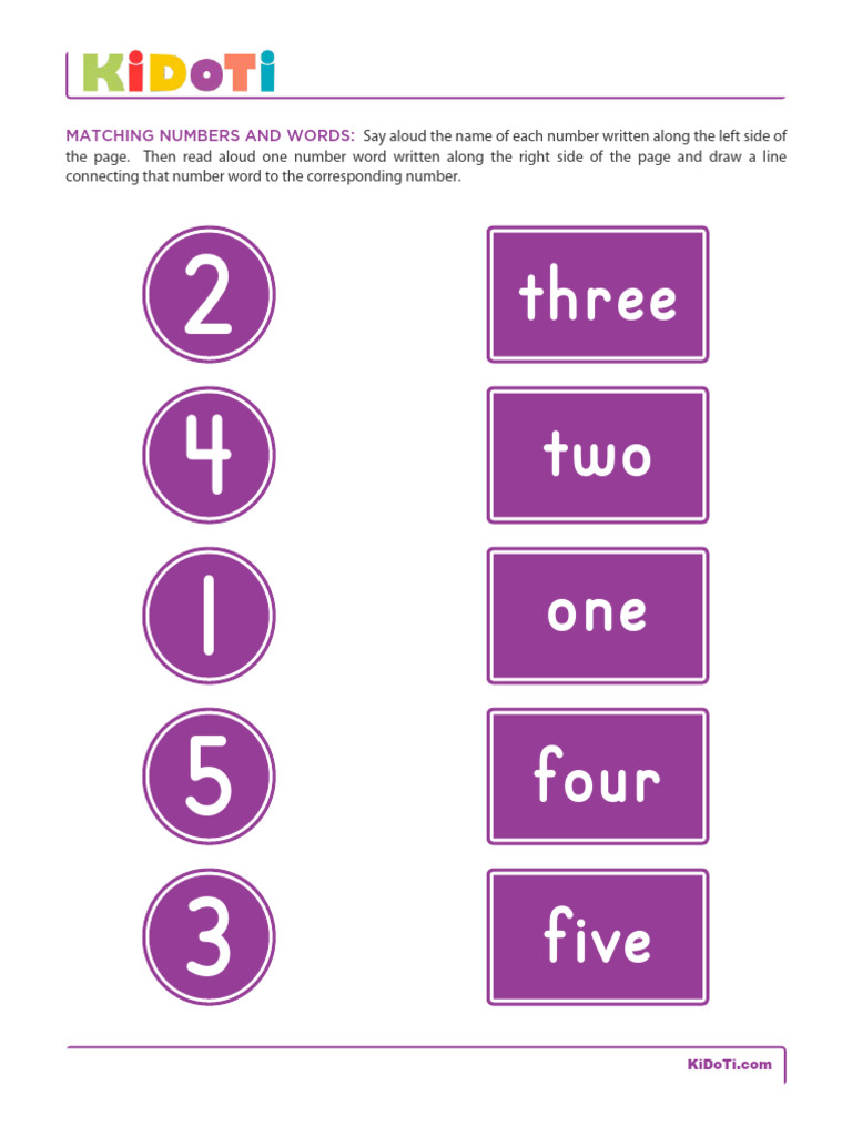 Matching Numbers and Words 1 | PDF