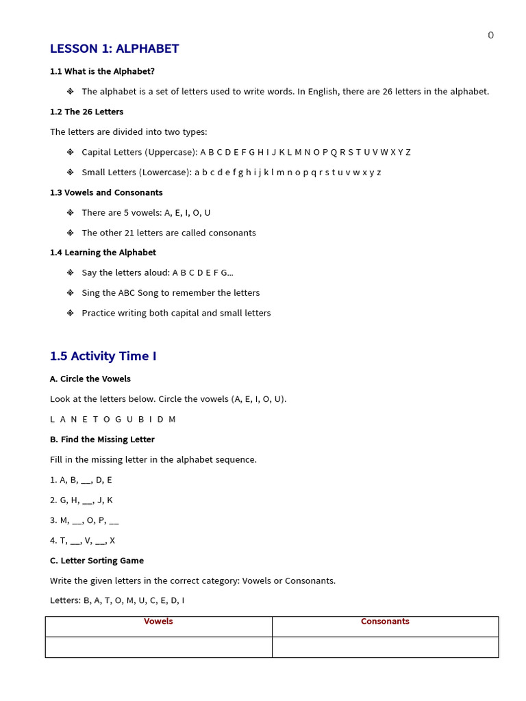 Lesson 1 - Alpha-Wps Office | PDF | Alphabet | Consonant
