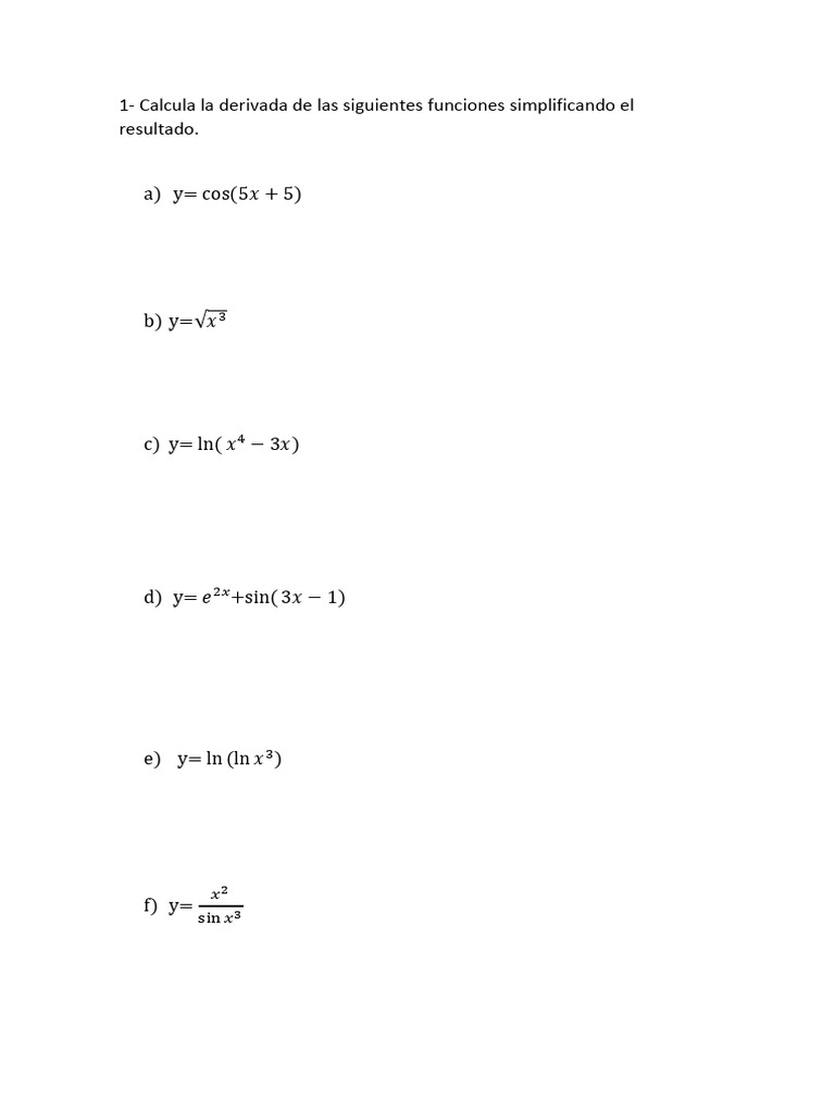 Ejercicio de Derivadas | PDF
