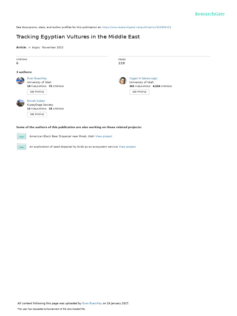 2013 - Tracking Egyptian Vultures in The Middle East - Argos | PDF ...