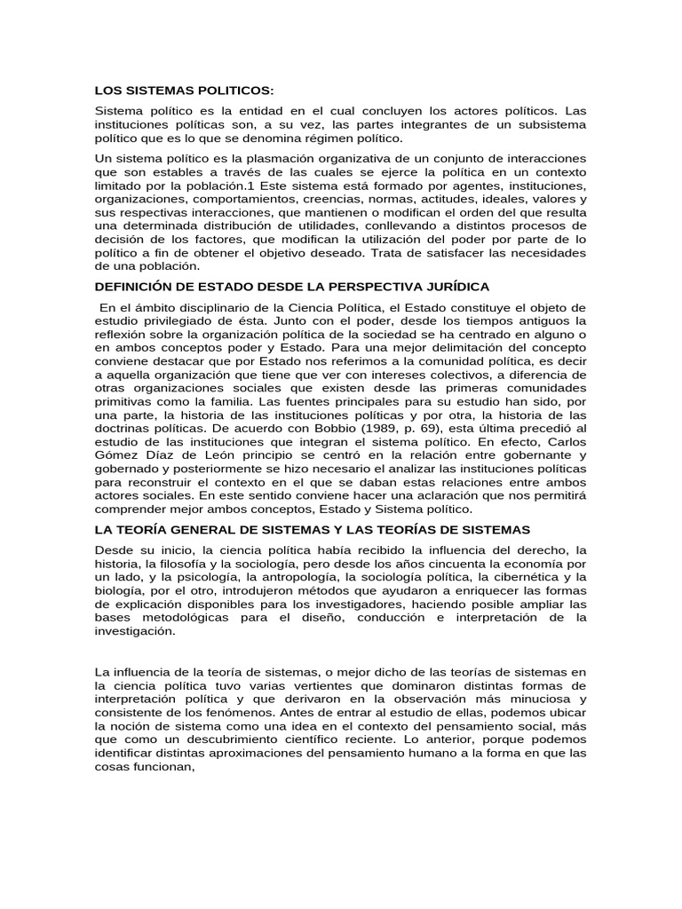 LOS SISTEMAS POLITICOS Segunda Unidad | PDF | Sistemas politicos | Sistema