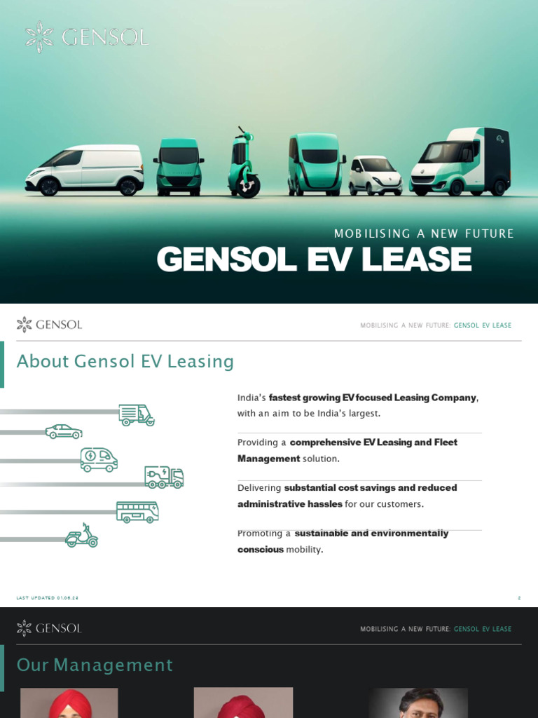 Gensol EV Leasing: Sustainable Mobility Solutions | PDF | Electric ...