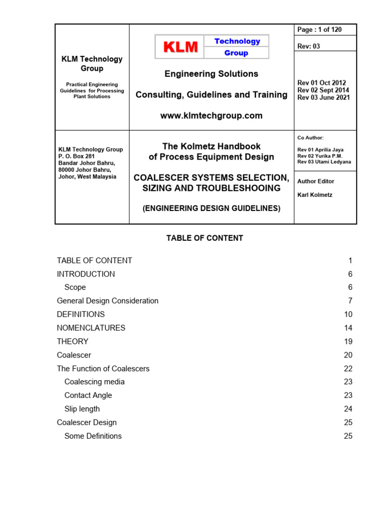 Engineering Design Guidelines Coalescer Systems Rev3.3web | PDF ...