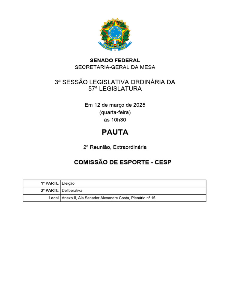 KComissao Permanente CEsp Pauta 20250312 EXT002 | PDF | Emenda Constitucional | Governo