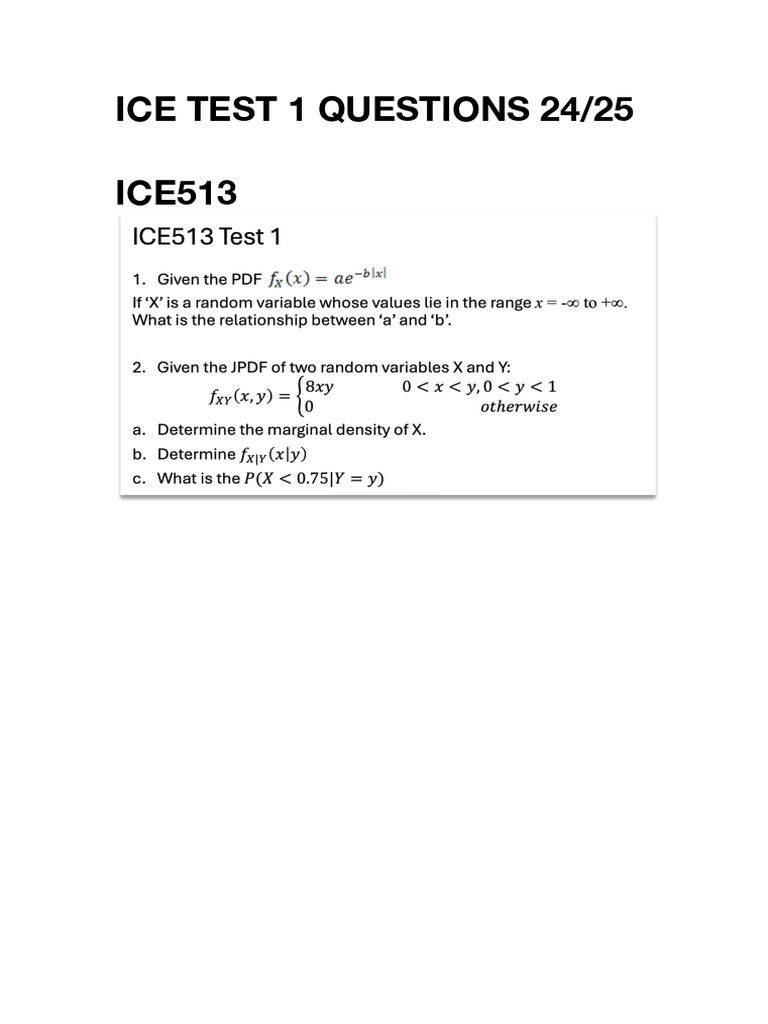 ICE Test 1 Questions Overview | PDF