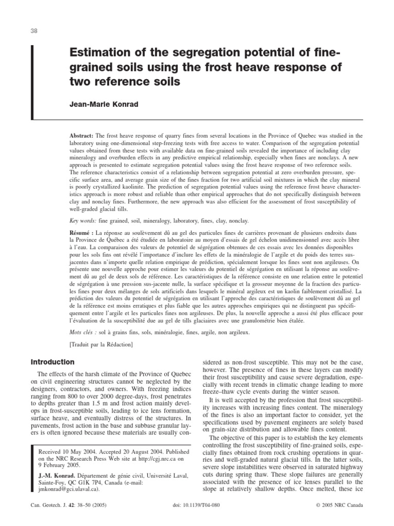 Frost Heave and Soil Segregation Potential | PDF | Clay | Soil