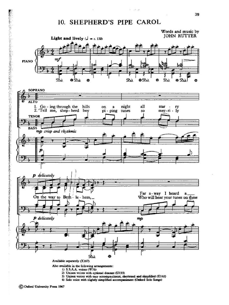 Shepherds Pipe Carol - John Rutter | PDF