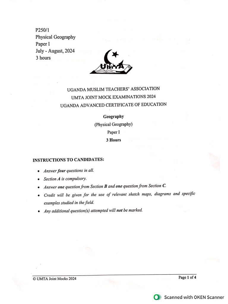 Umta Geo1 and Phy Uace | PDF