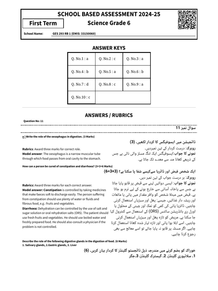 Paper Key - PEC IBS6th sci 2025 | PDF