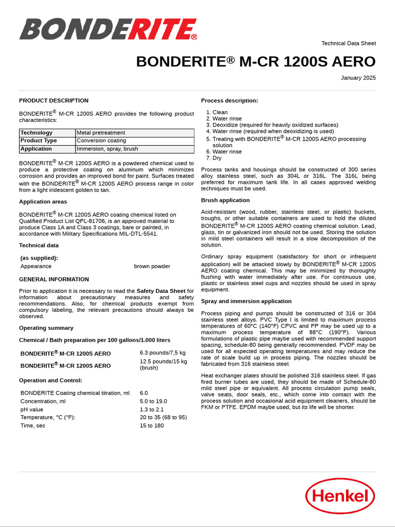 Bonderite M CR 1200s Aero en GL | PDF | Stainless Steel | Legal Liability