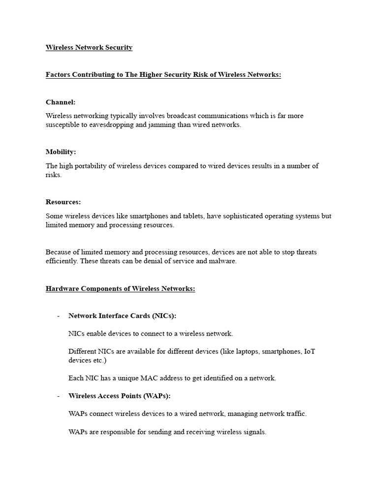 WIreless Network Security Factors, Components, Active and Passive ...