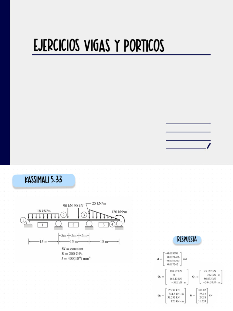 4.4 Ejercicios Vigas y Porticos | PDF
