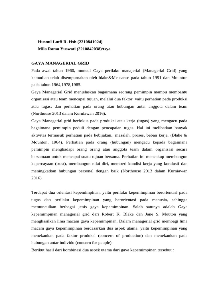 Managerial Grid | PDF