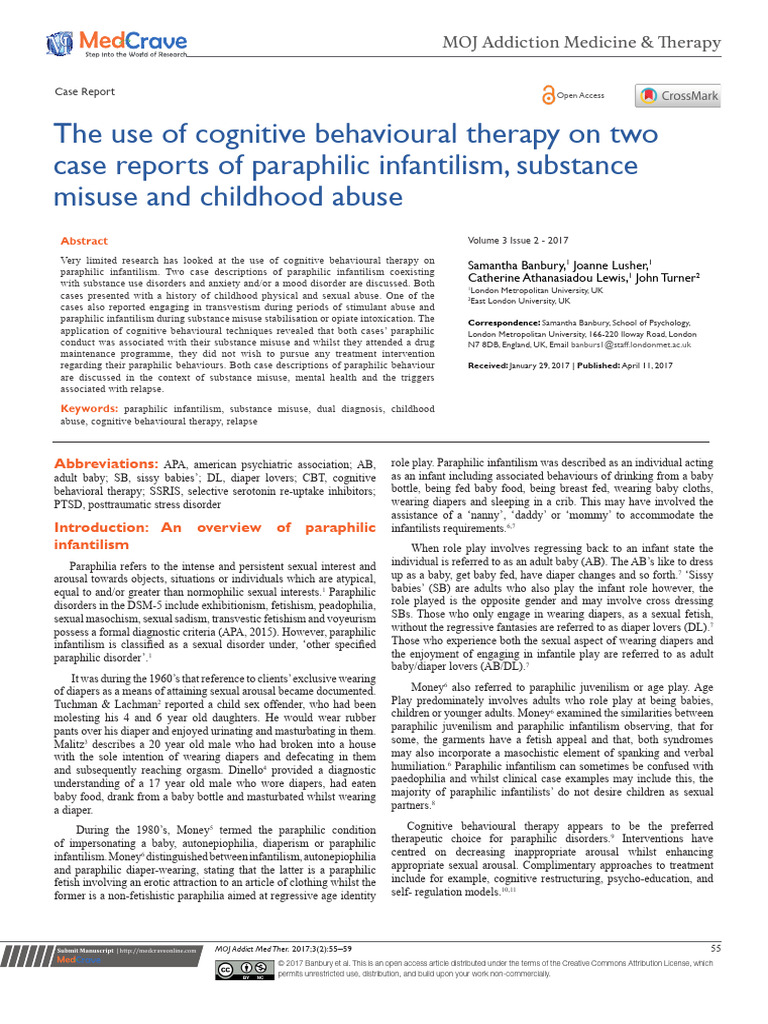 The Use of Cognitive Behavioural Therapy On Two Case Reports of Paraphilic Infantilism ...