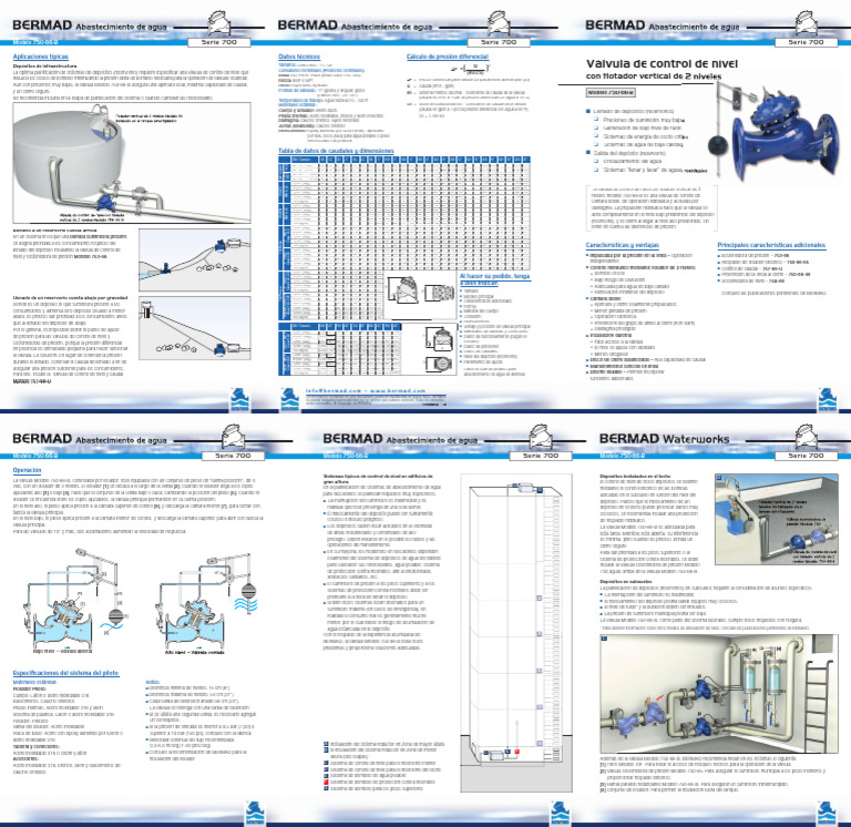 Bermad Bermad Bermad: Válvula de Control de Nivel | PDF | Agua | Ingeniería mecánica