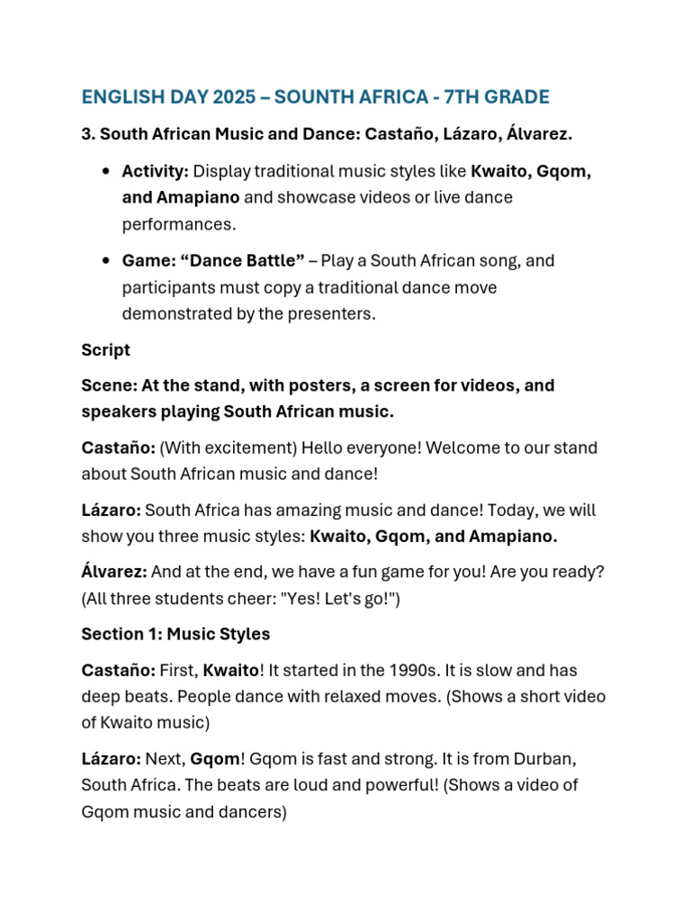 3. South African Music and Dance Castaño Lázaro Álvarez | PDF