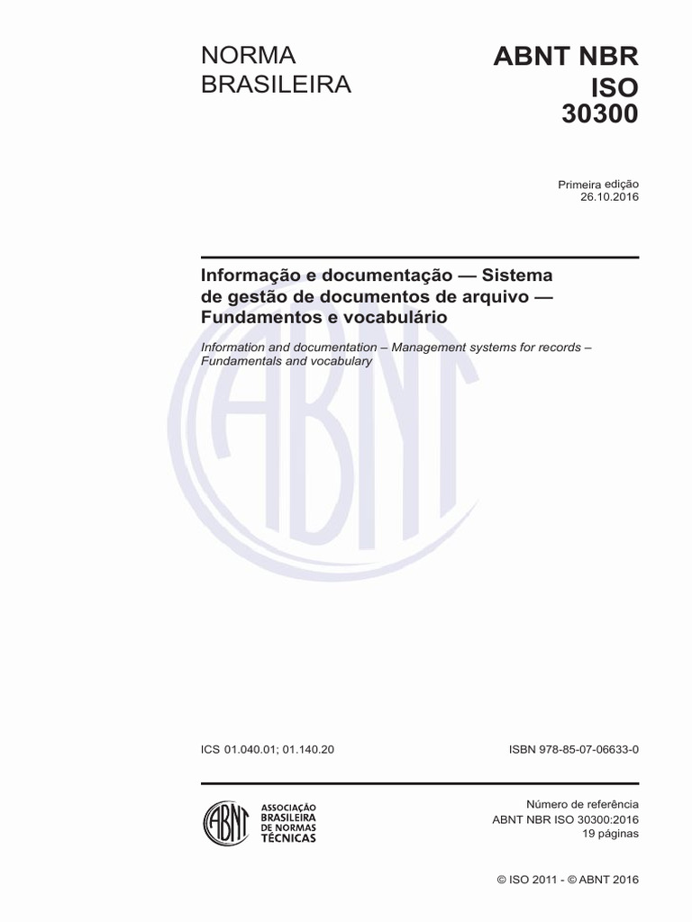 ABNT NBR ISO 30300-2016 - Informação e Documentação - Sistema de Gestão ...