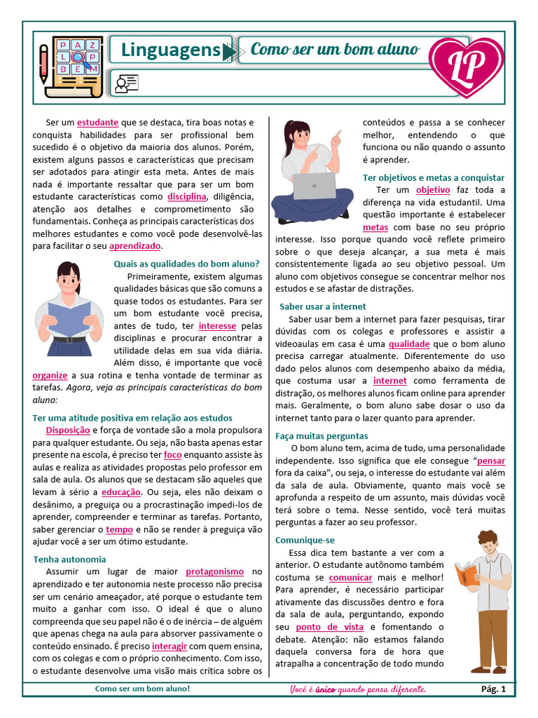 Dicas para ser um bom aluno | PDF | Aprendizado | Internet