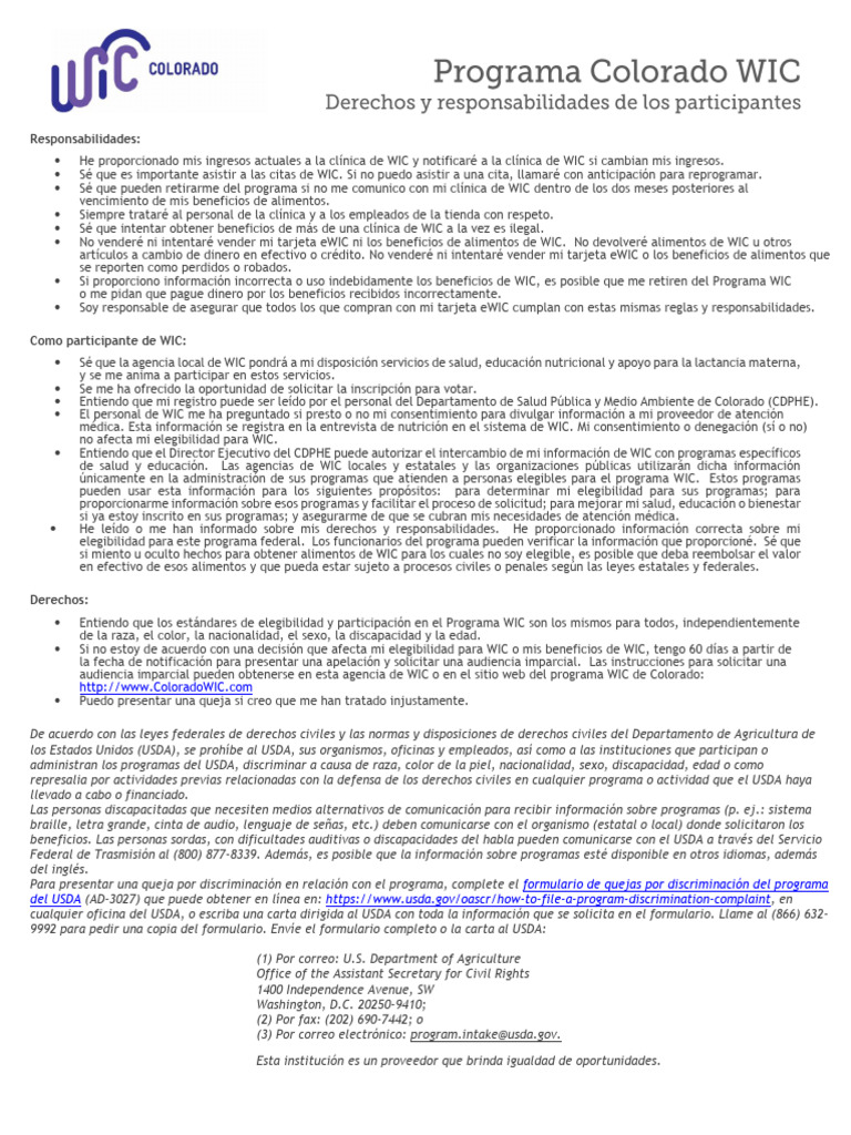 Responsabilidades y derechos en WIC | PDF | Invalidez