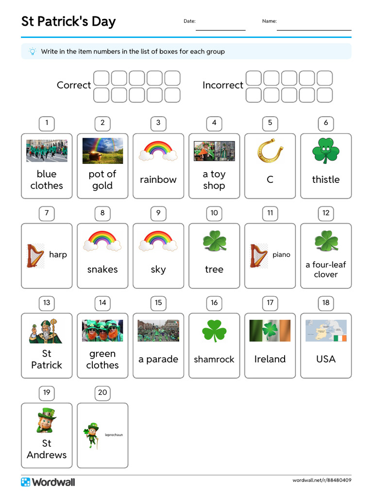 ST Patricks Day Group Sort | PDF