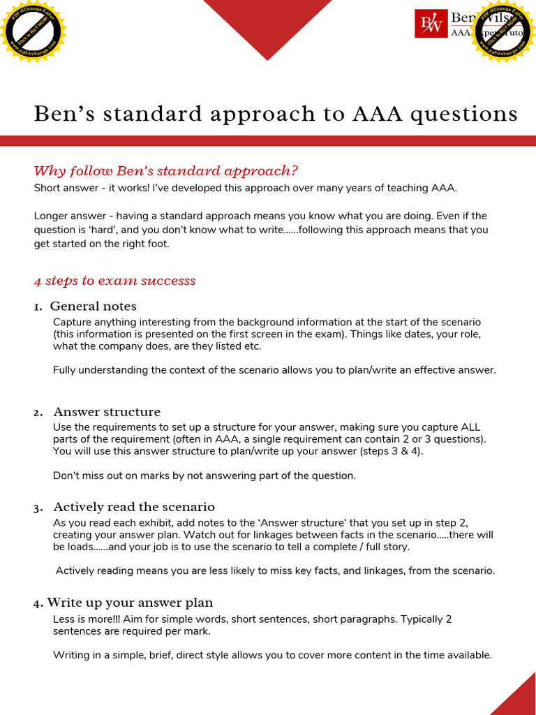 Ben's Approach to AAA Exam Success | PDF