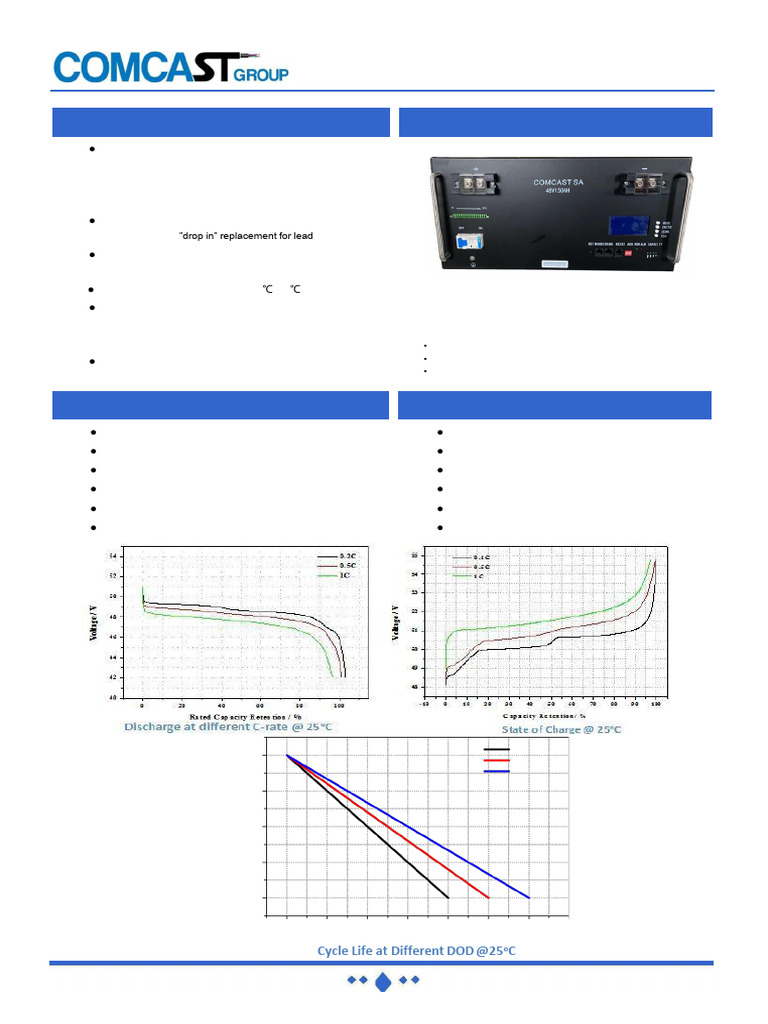 COMCAST-Lithium Battery HW-NE-48D150-NP-4U | PDF | Electric Power ...
