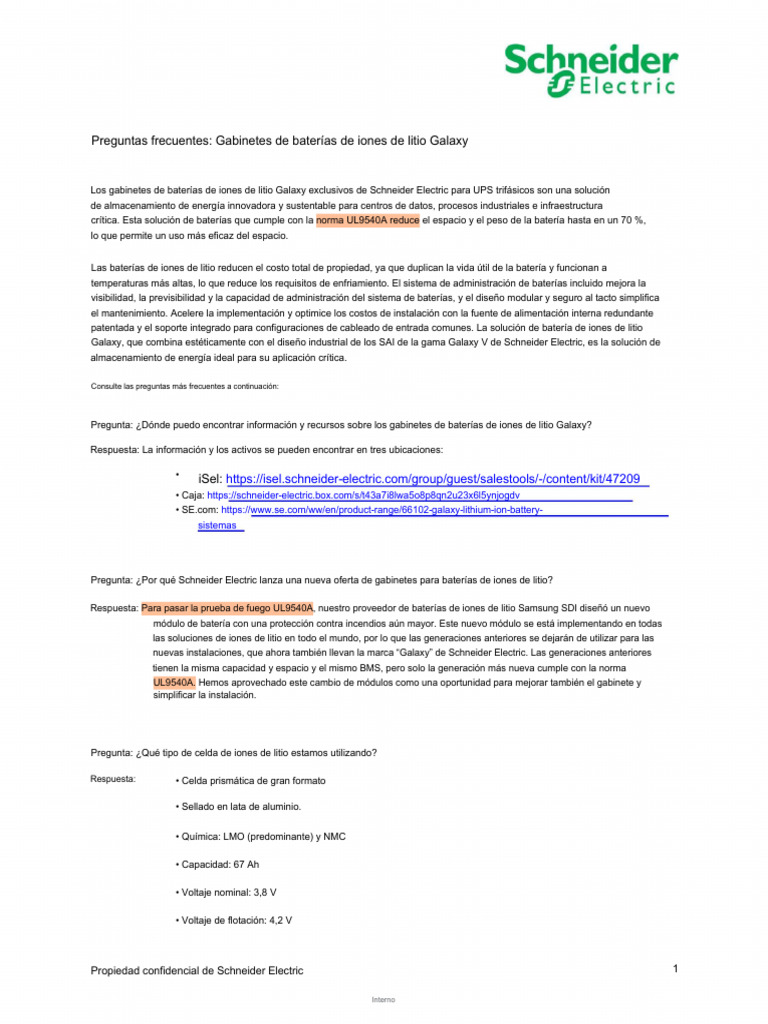 Galaxy Li-Ion Battery Cabinets FAQs | PDF | Batería de iones de litio ...