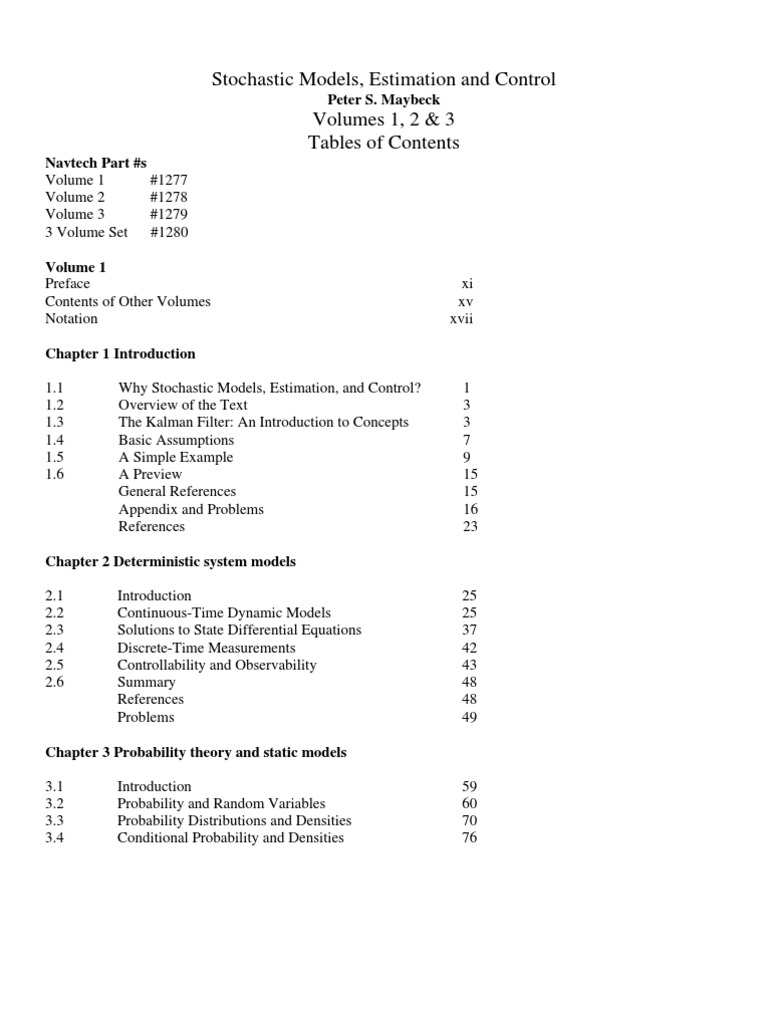 Stochastic Models Estimation And Control Pdf Kalman Filter