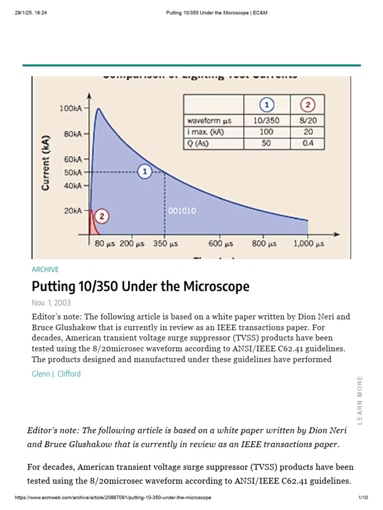 Analyzing 10/350 Surge Testing Standards | PDF | Electricity ...