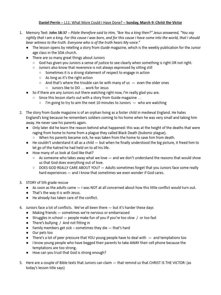 Daniel Perrin 2025 Q1 L11 Christ the Victor | PDF | Jesus | Satan